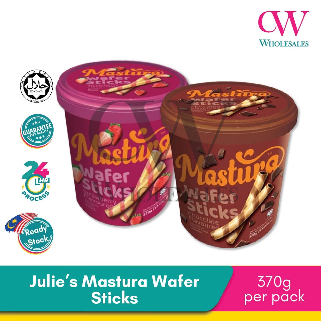 Julie's Mastura Wafer Sticks 370g Julies Chocolate Strawberry Flavoured ...