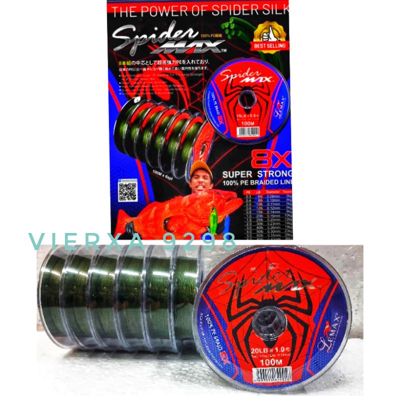 Lemax Spidermax PE Braided X8 100m fishing line | Shopee Malaysia