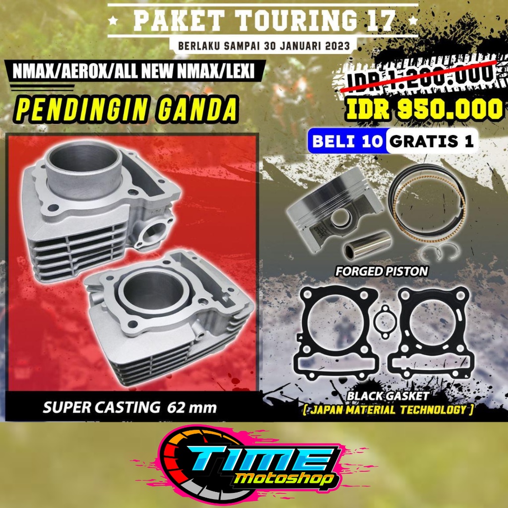 Package TOURING BLOCK 62MM DOUBLE COOLER / DOUBLE COOLER NMAX / AEROX ...