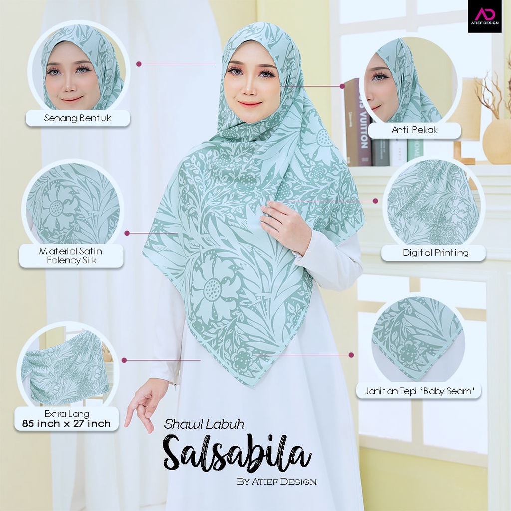 SHAWL LABUH SALSABILA SATIN FOLENCY SILK (BERCORAK) by ATIEF DESIGN ...
