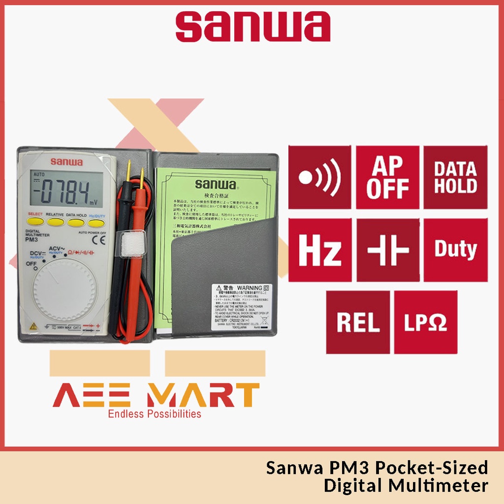 (Original) Sanwa PM 3 Pocket Sized Digital Multimeter | Shopee Malaysia