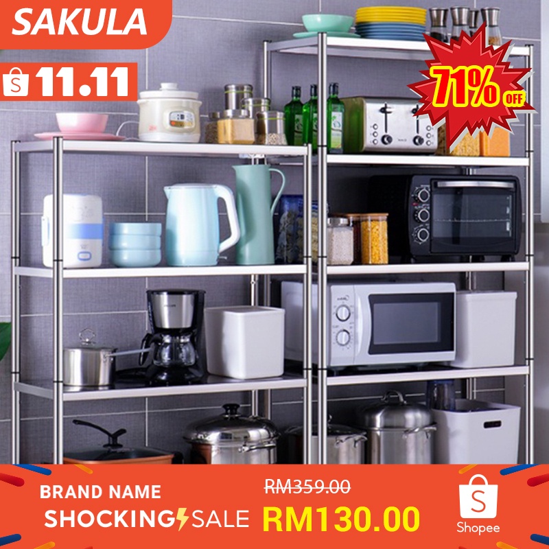 TMAX Stainless Steel Kitchen Storage Rack Shelf / Rak Dapur / Microwave ...