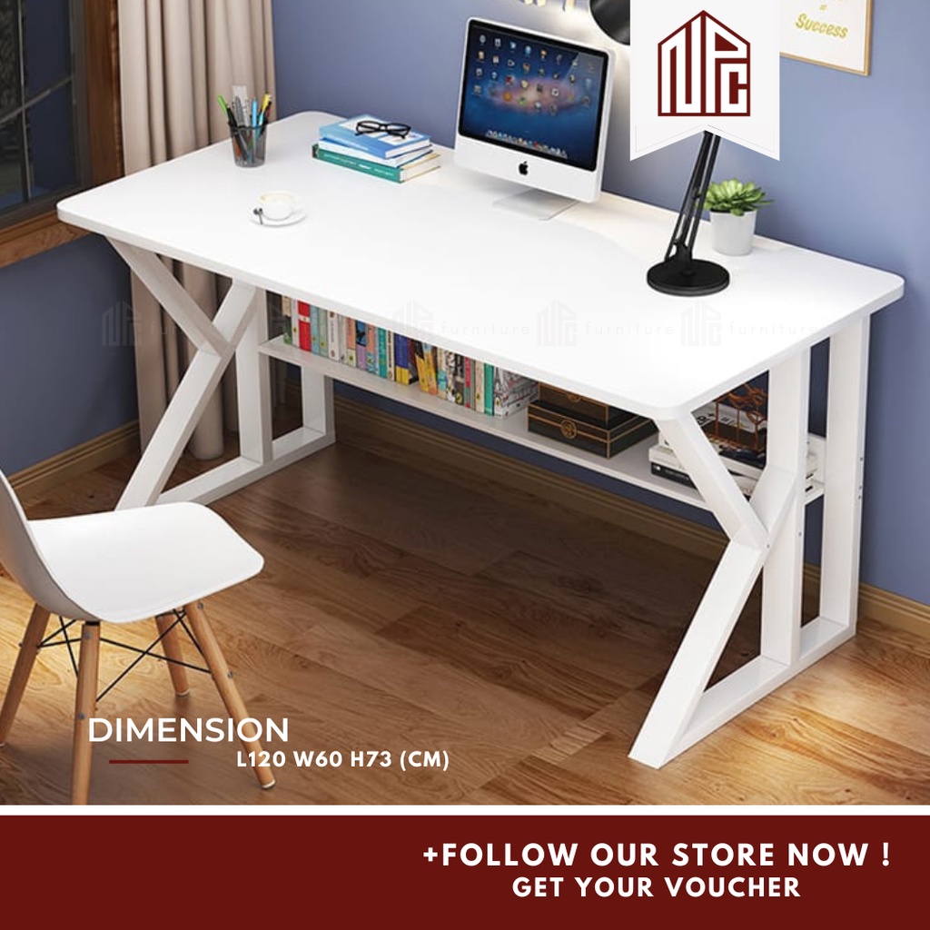 NPC K-Type 4 feet Computer Desk With Bookself Study Table Laptop Table ...