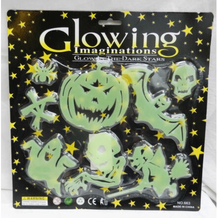 Halloween Glow in The Dark Halloween GID Stickers Bats Spider Pumpkins ...