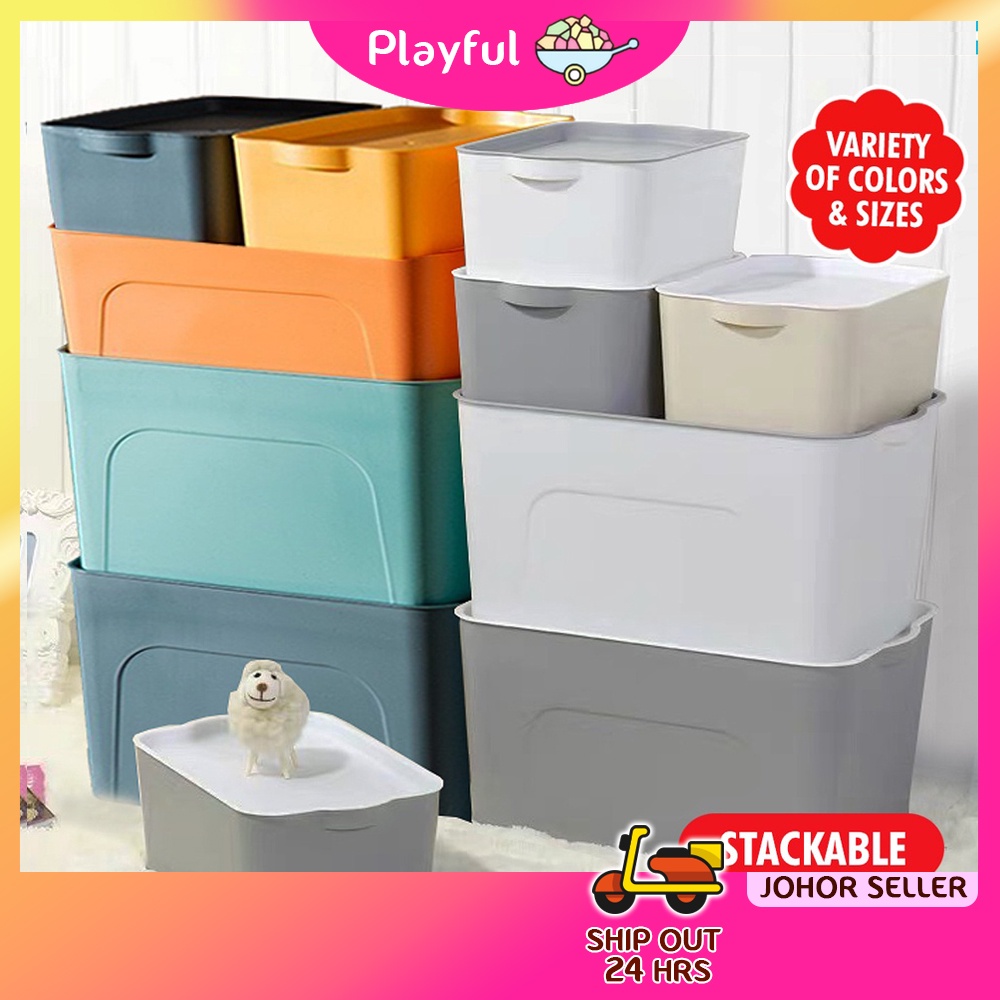 【PLAYFUL】Portable Storage Box With Cover Multipurpose Storage Organizer ...