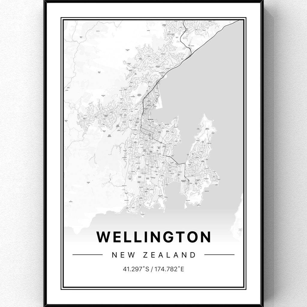 Wellington, New Zealand - Modern Minimal City Map Poster | Shopee Malaysia
