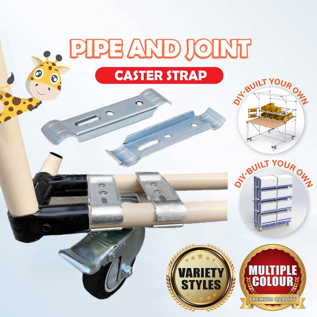 2 Set Caster Support Metal Caster Bracket for Caster Wheel Pipe Joint ...
