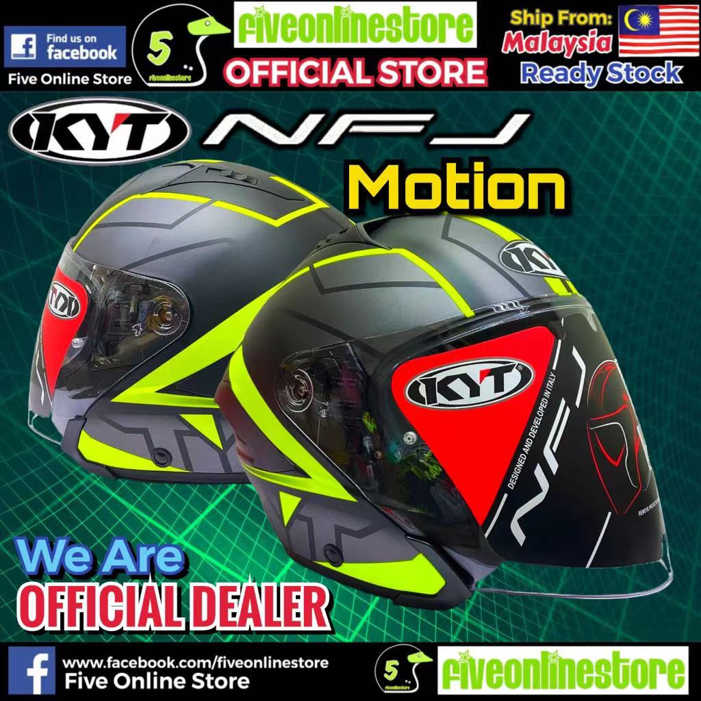 KYT NFJ Helmet Motion Matt Yellow X Series 100% ORIGINAL Double Visor ...