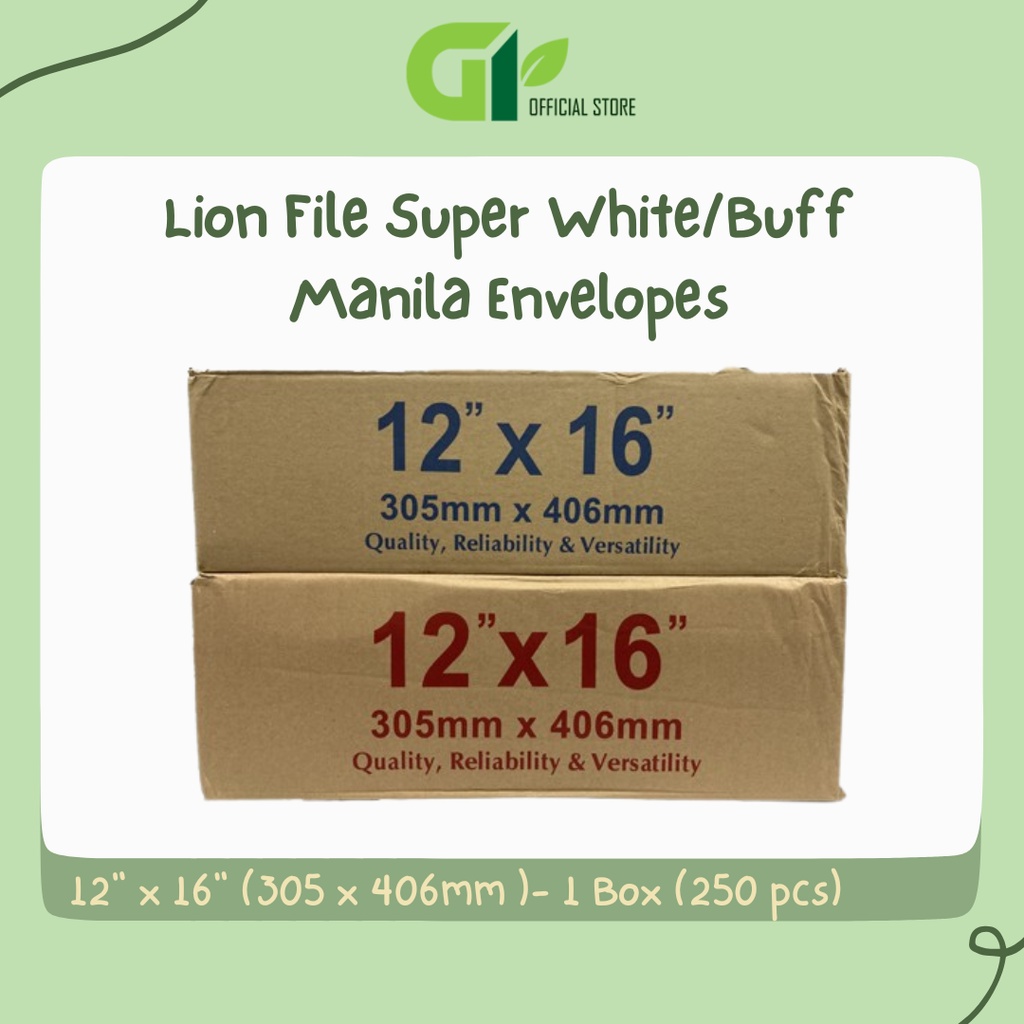 [GY Office] Lion File Super White/Buff Manila Envelopes 12" x 16" (305 ...