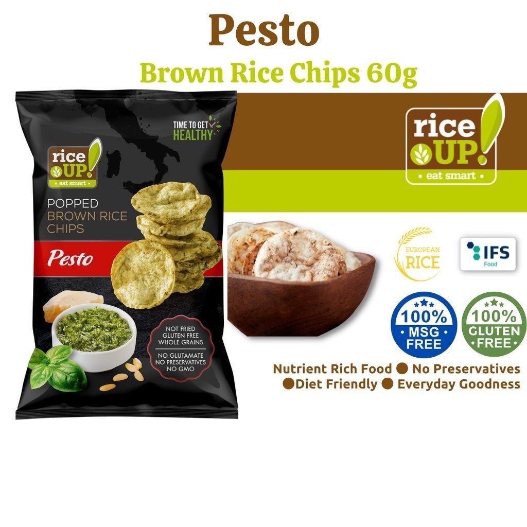 RiceUP Pesto Whole Grain Brown Rice Crunchy Chips Snacks Gluten Free ...