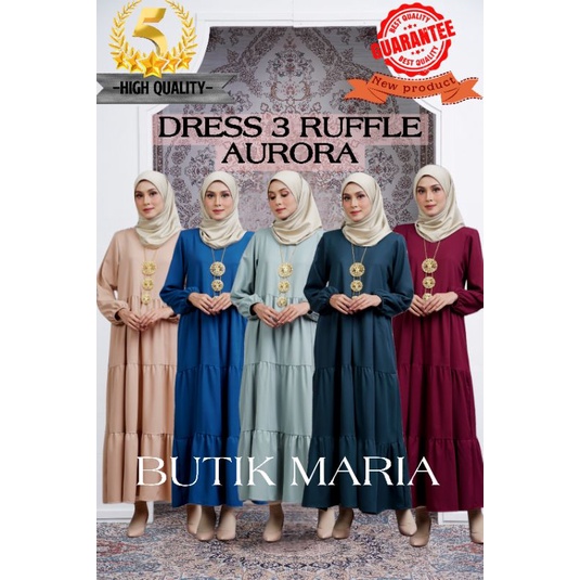 BAJU GAUN PRINCESS 3 LAYER RUFFLE BUTIK MARIA | Shopee Malaysia