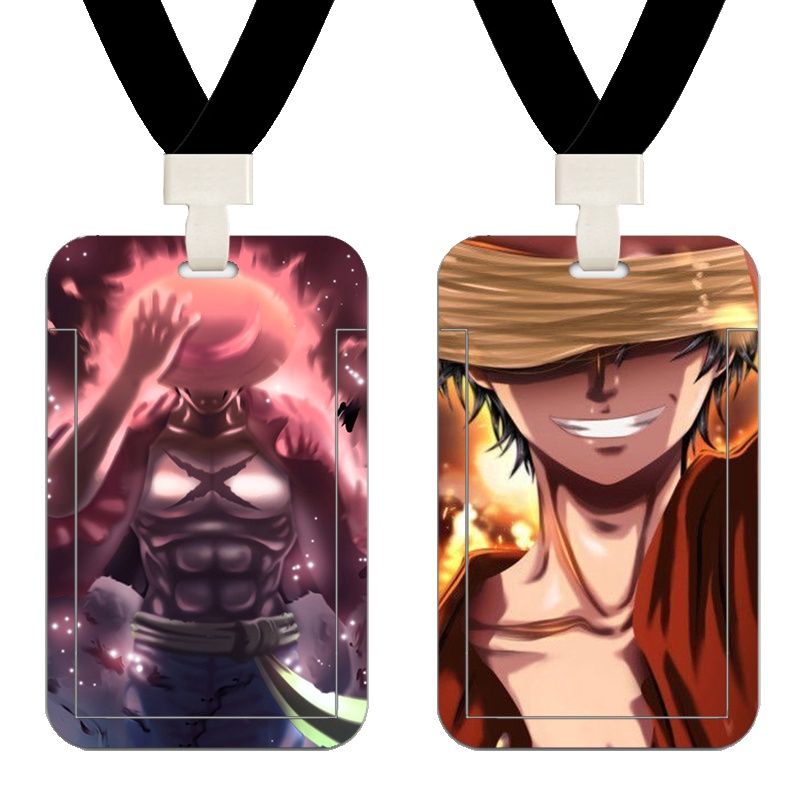 Anime Cartoon One Piece Luffy Zoro Custom Student School ID Card Holder ...