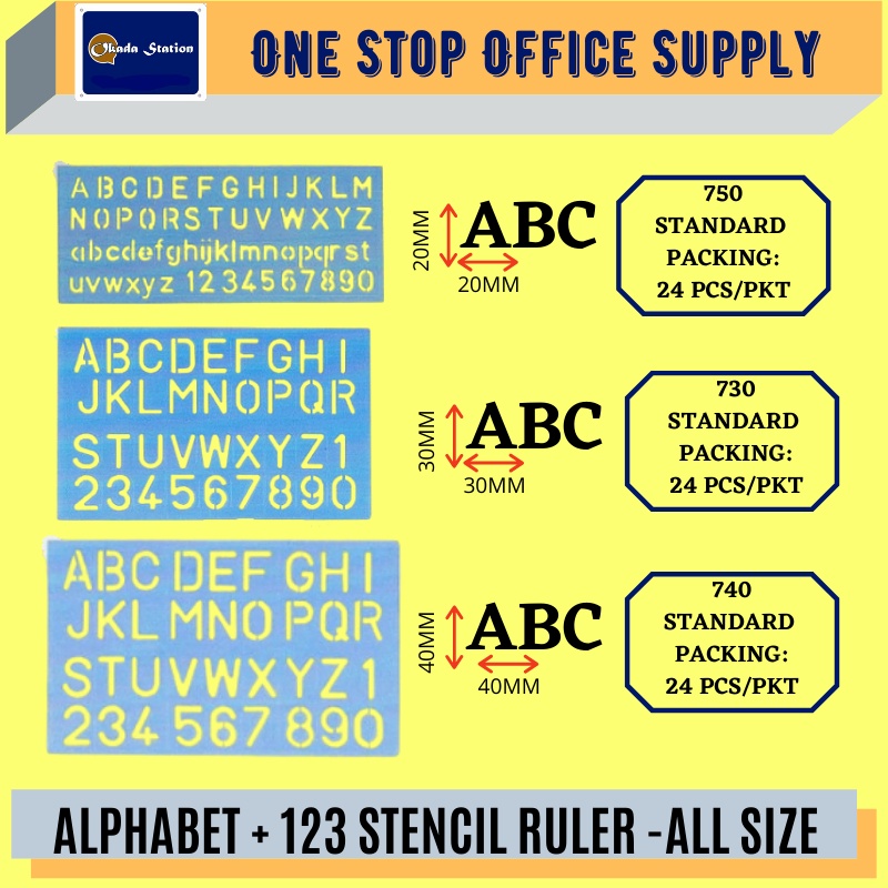 OKDAD ABC Stencil Plate Ruler / Alphabet Stencil Ruler / Flexible Ruler ...