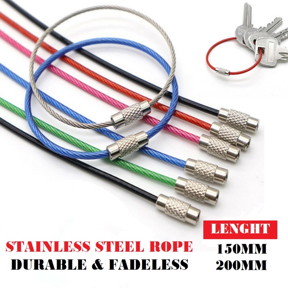 Car Keychain Ring Stainless Steel Keyring Rope Key Split Holder Circle ...