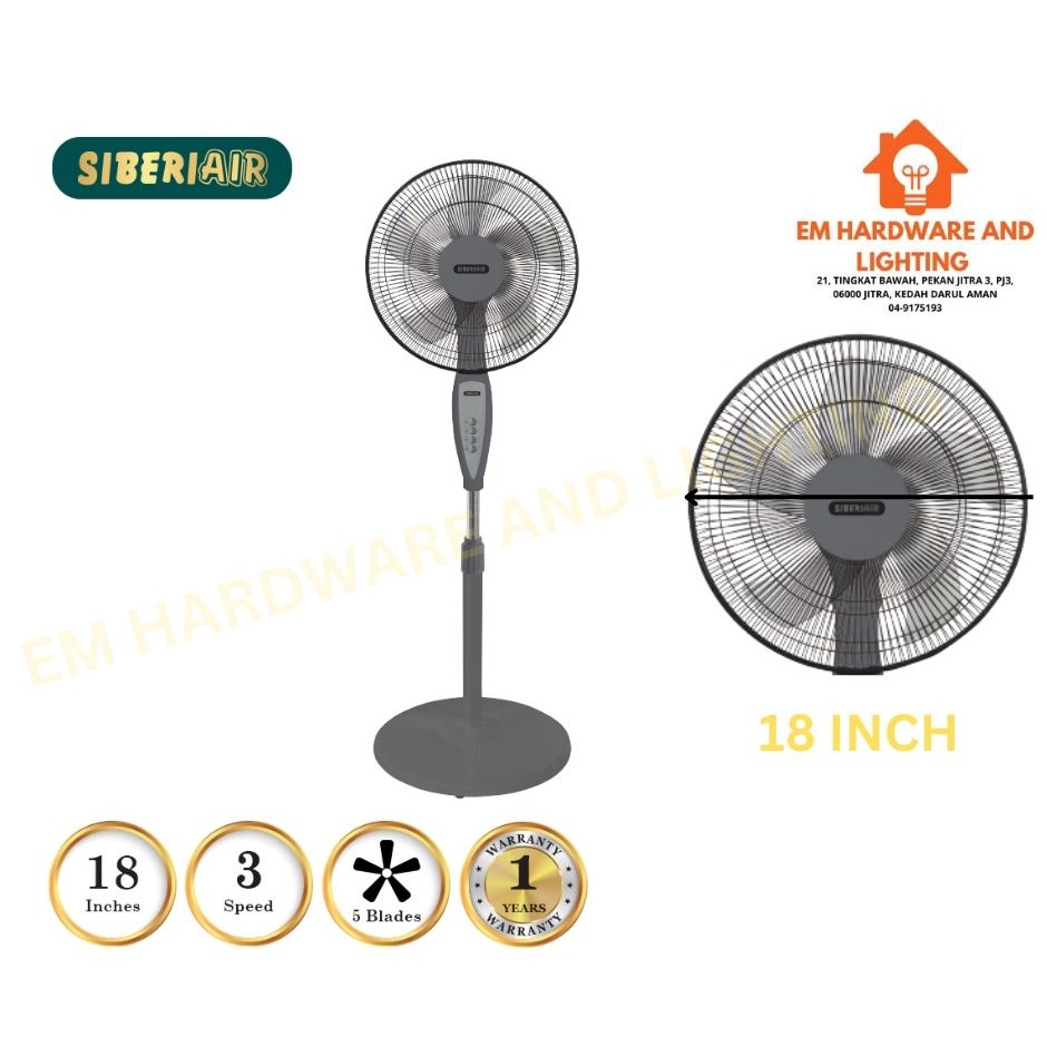 [STOCK CLEARANCE] SIBERIAIR ELECTRIC STAND FAN SA1720 18" WITH SIRIM ...