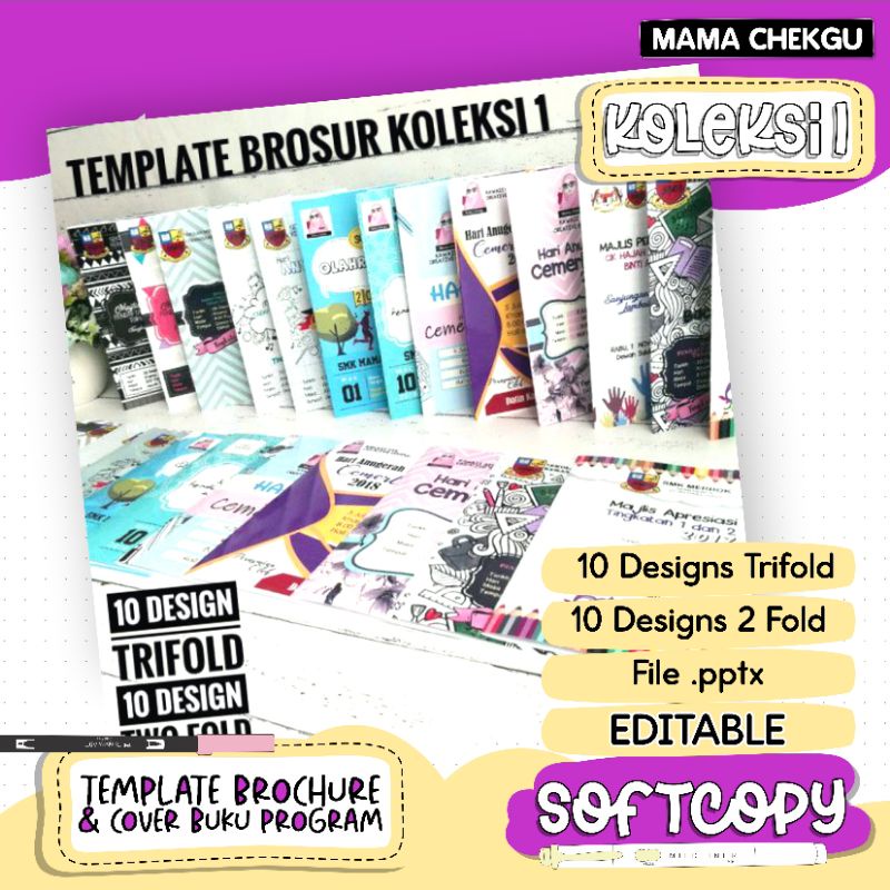 SOFTCOPY Template Brosur & Cover Buku Program Editable PowerPoint ...