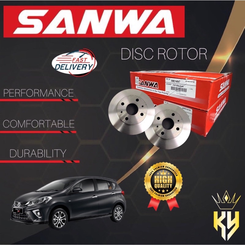 SANWA FRONT BRAKE DISC ROTOR PERODUA MYVI ECO 2018 3RD GEN (RD241523 ...