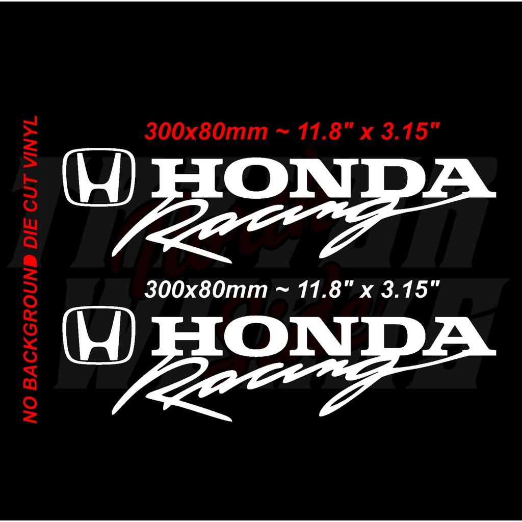 Honda Racing Sticker Decals , Dye Cut vinyl sticker 1 PAIR (High ...