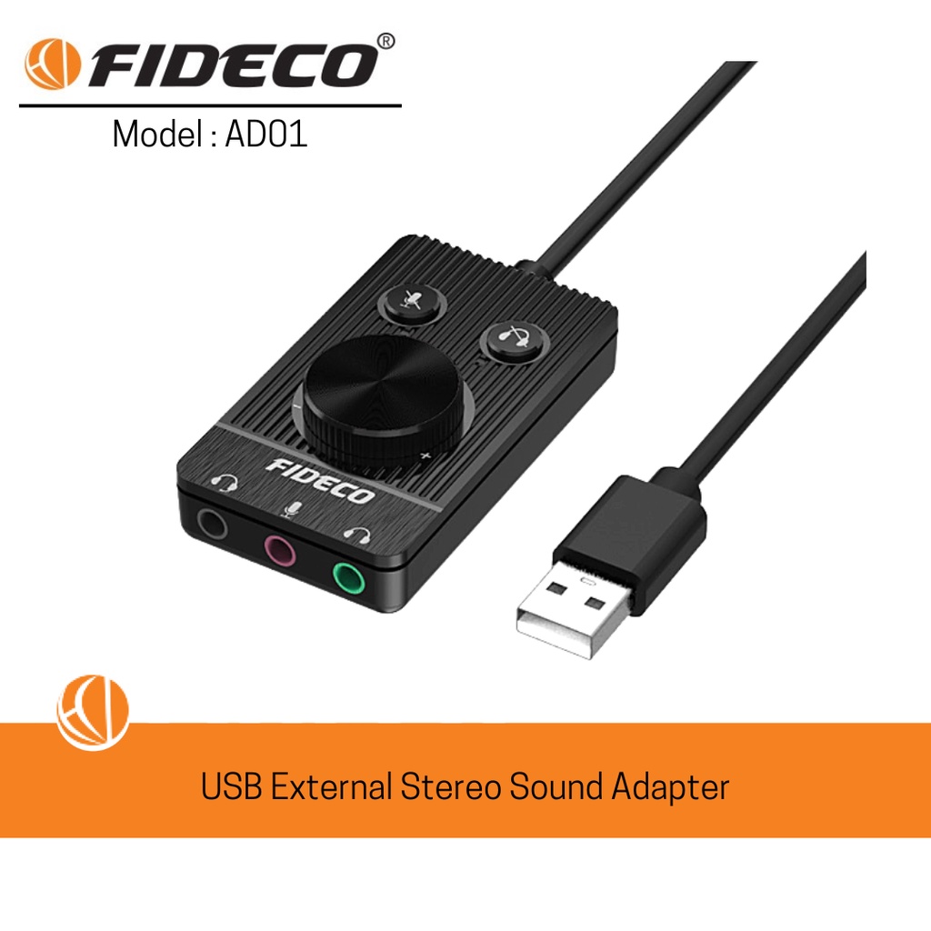 FIDECO AD01 USB 2.0 External Stereo Sound Adapter USB Sound Converter ...