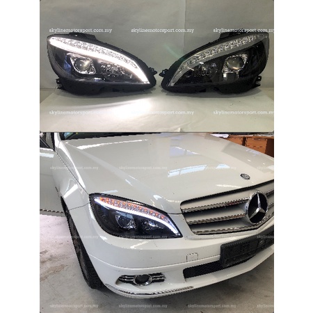 Mercedes Benz C Class W204 Head Lamp Projector DRL Led Daylight Strip ...