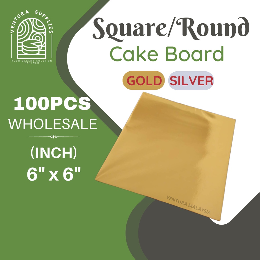 (WHOLESALE) 6 INCH SQUARE ROUND Cake Board / Papan Kek PETAK BULAT ...