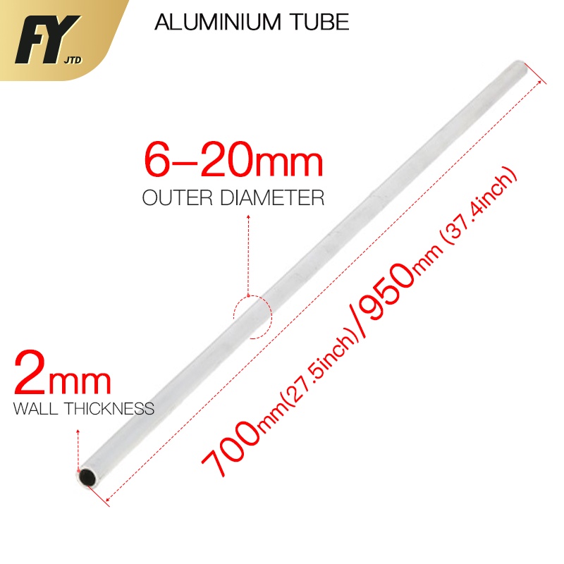 FUYI Aluminum tube 2mm wall thickness straight 700mm 950mm long round ...