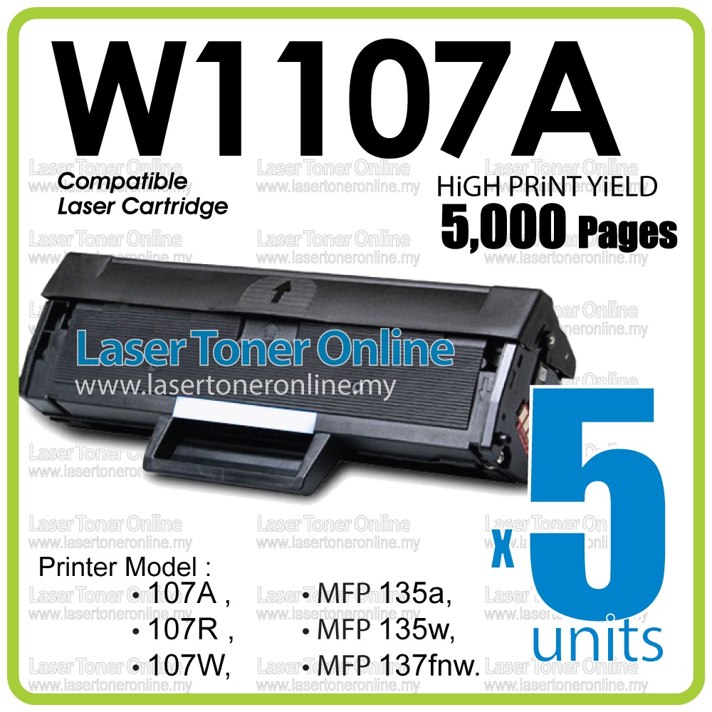 5x W1107X Compatible to HP W1107A HP107A to HP Laserjet 107A 107W MFP ...