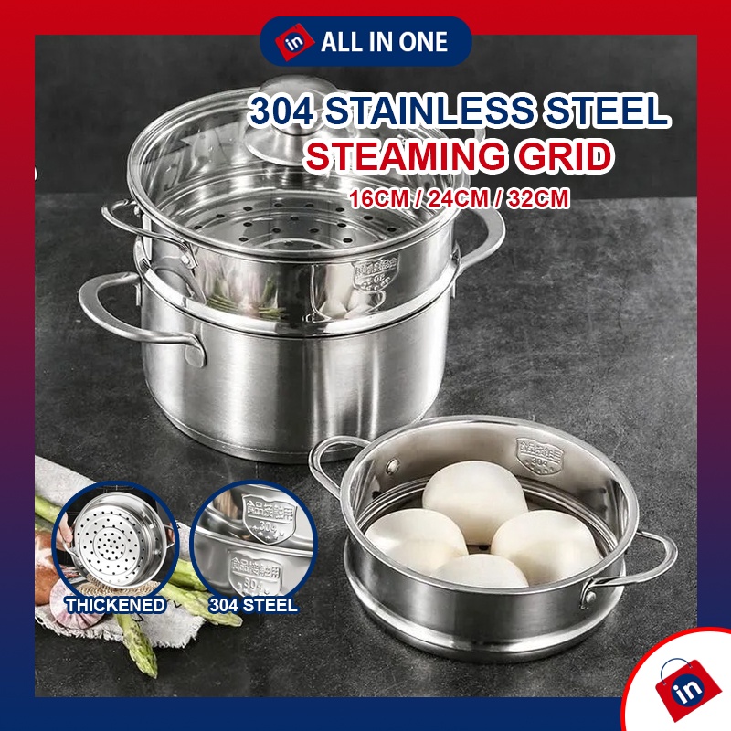 🔥Mini 𝟏𝟔𝐜𝐦 304 Steaming grid Stainless steel single steamer with ear steam buns pau steamer ...