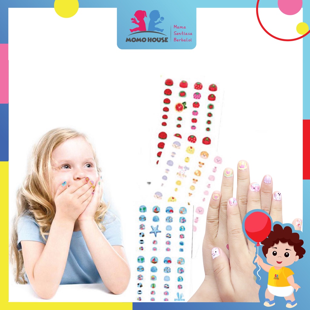 Baby Kids Cute Cartoon Nail Art Stickers Waterproof DIY Manicure ...