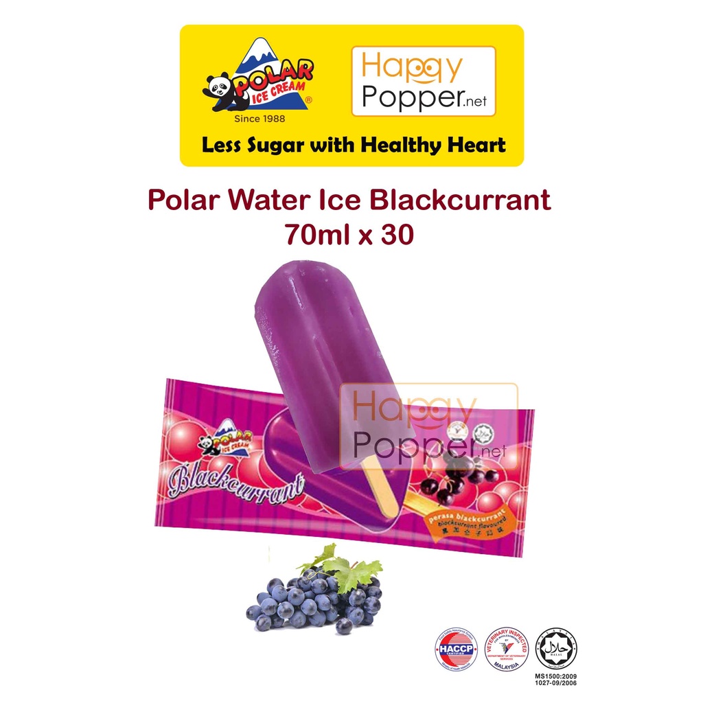 Happypopper Polar Ice Cream 65ml x 30 pcs Water Ice Black Currant Ice ...