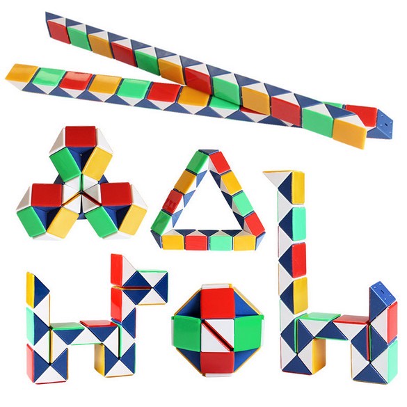 24 Blocks Snake Magic Cube Twist Jigsaw Puzzle Toy Speed Ruler Snake ...
