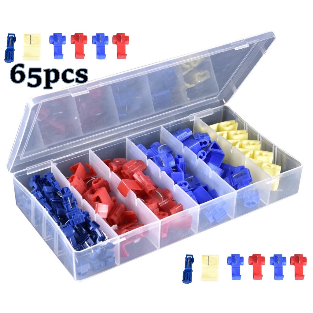 65pcs Scotch Lock Wire Connector Crimp Quick Splice Terminals Crimp Snap Lock Cable Connectors ...