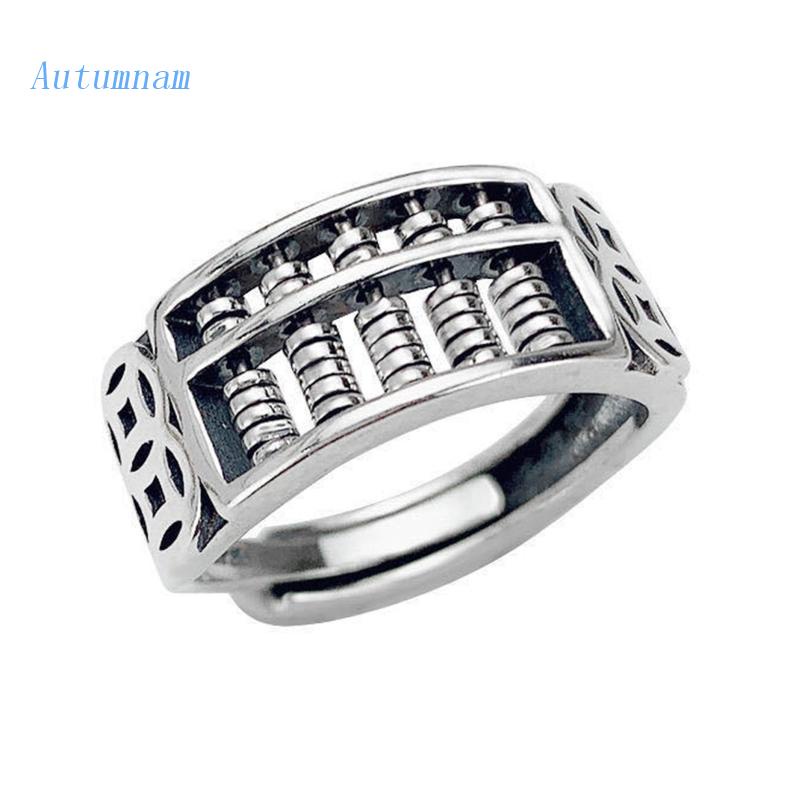 AUTU Anxiety Ring for Men Silver Rotatable Abacus Bead Cute Punk Goth ...