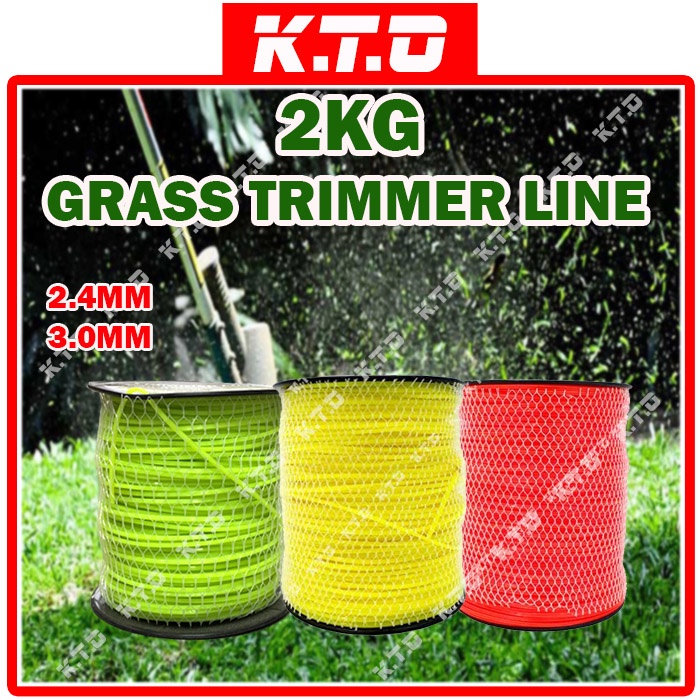 1 Roll Square Nylon 2.4mm / 3.0mm Grass Trimmer Line String 2kg / Tali ...