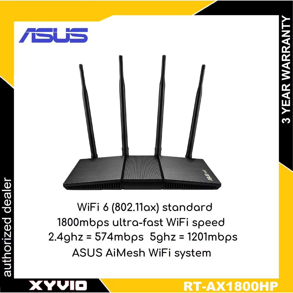 ASUS RT-AX1800HP AX1800 1800Mhz Dual Band WiFi 6 (802.11ax) Router ...