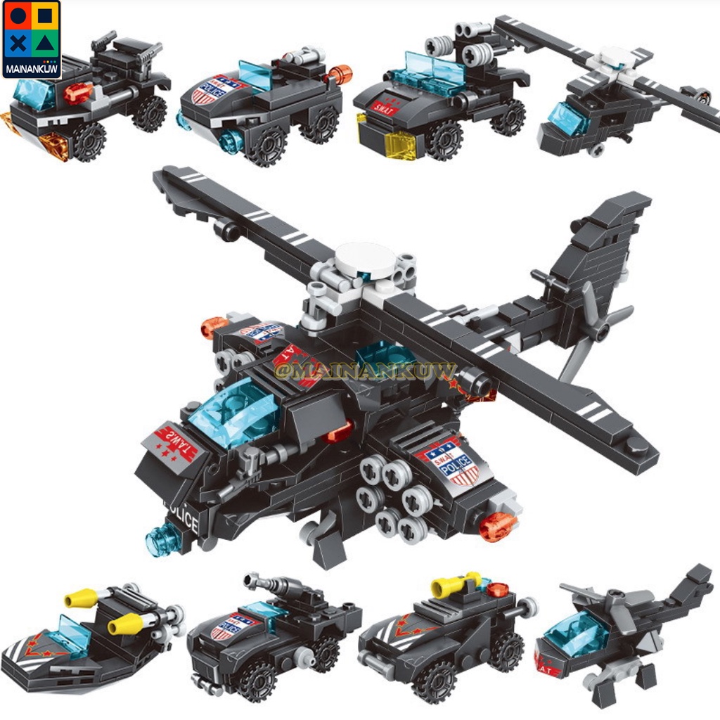 Swat Children's Toys Beam Model 8 in 1 Educational Bricks Mini Figure ...