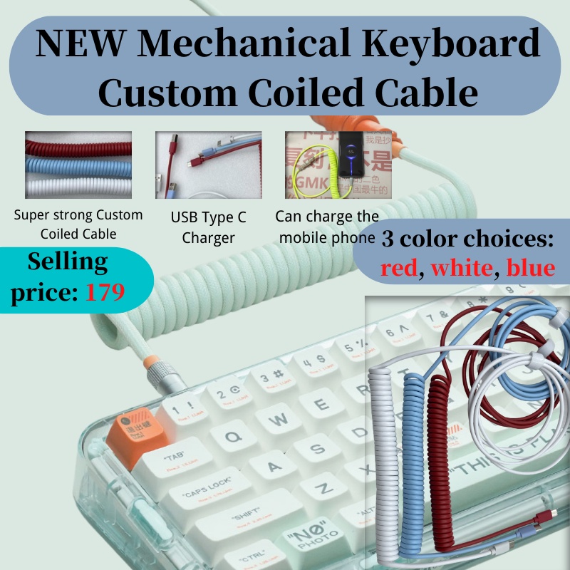 Mechanical Keyboard Custom Coiled Cable Wire GX16 Aviator USB Type C ...