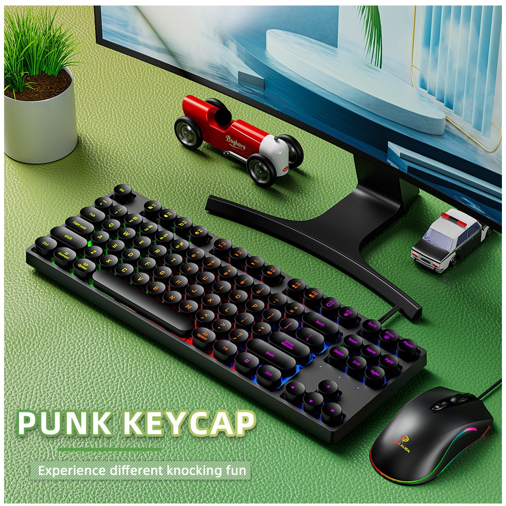 DARK ALIEN DK100 Punk Keys 87 Keys Wired Gaming Keyboard Led Light ...
