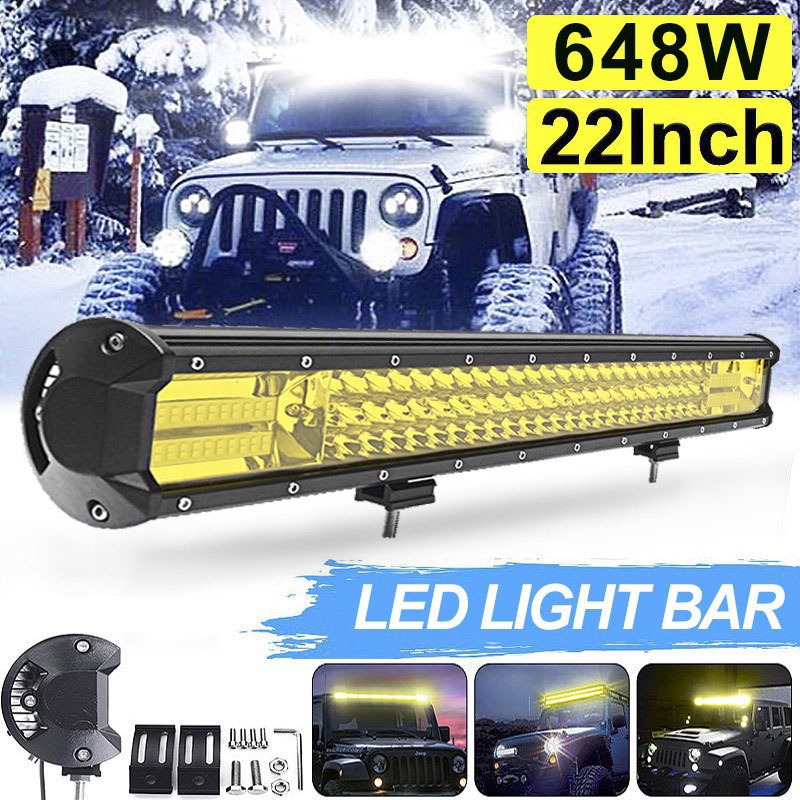 22 inch Off Road LED Light Bar 12V 24V Yellow Light Bar for Car Jeep ...