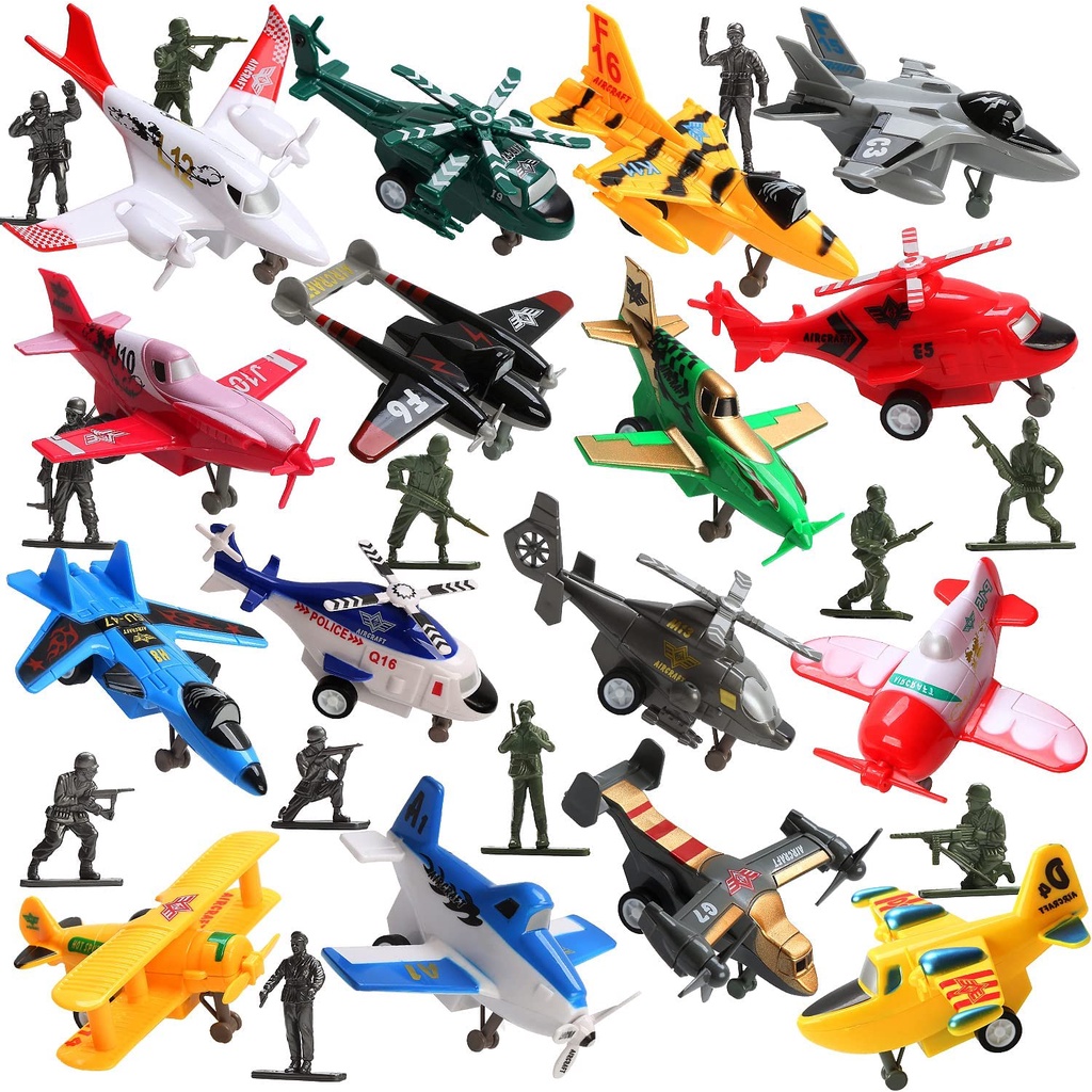 28 Pack Pull Back Airplane Toys Including Soldier Men Set,Plane Playset ...