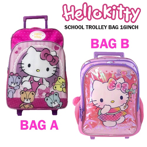 Hello Kitty Trolley Bag Kids Girl 6 Wheel Beg Sekolah Budak Perempuan ...