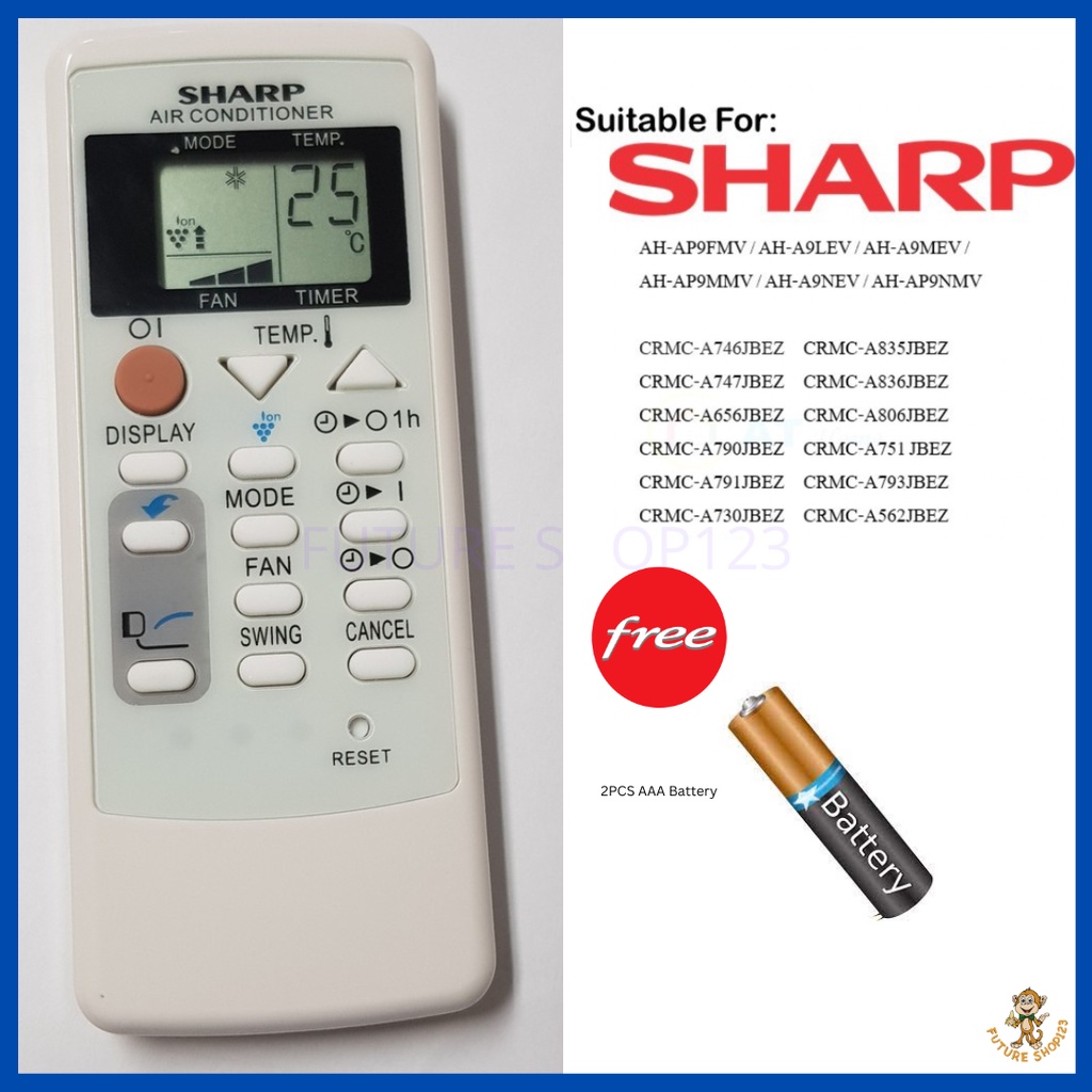 Sharp Air Cond Remote Control Replacement Ion Aircon AH-AP9FMV / AH ...