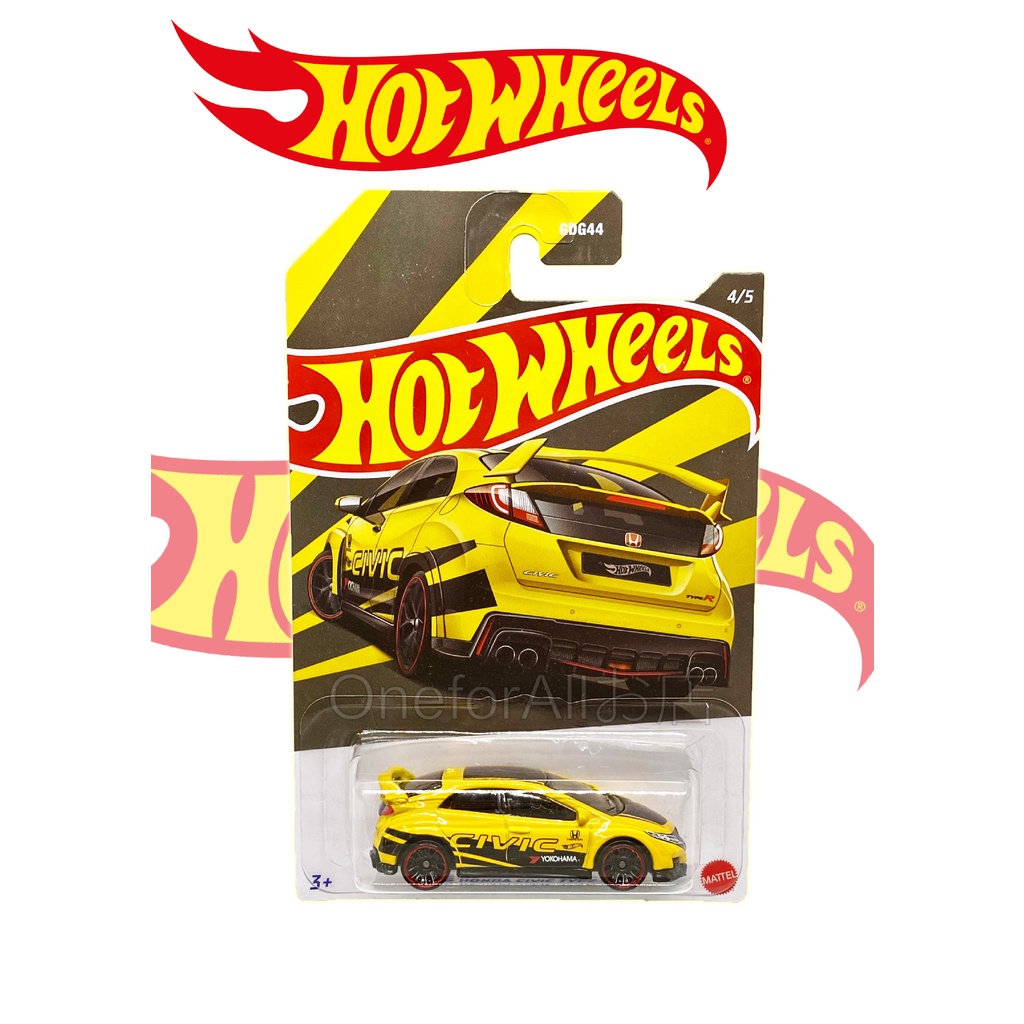 Hot Wheels 16 HONDA CIVIC TYPE R Yellow Racing Sports 64 Diecast Car ...