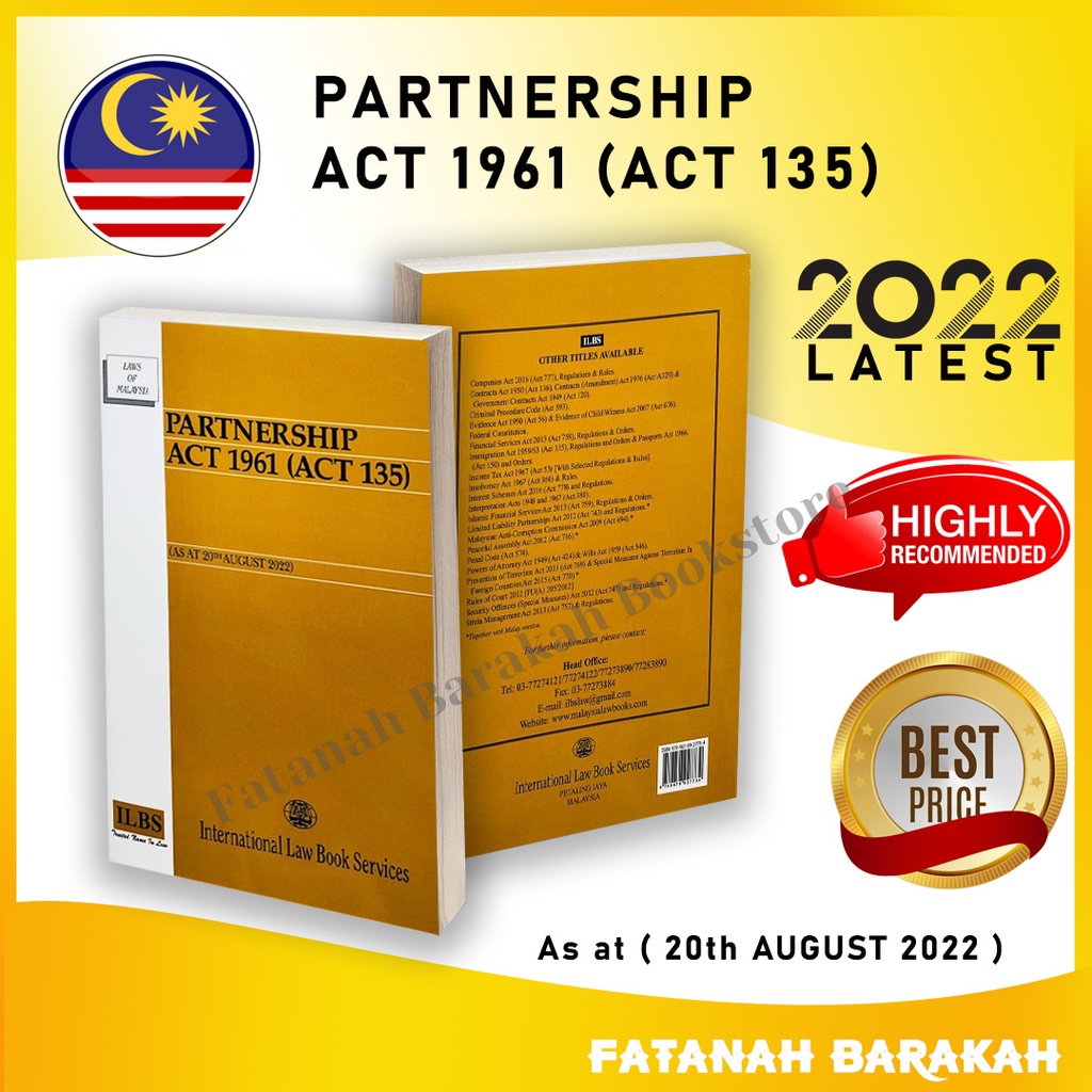 Partnership Act 1961 (Act 135) [As at 20th August 2022] READY STOCK! - ILBS | Shopee Malaysia