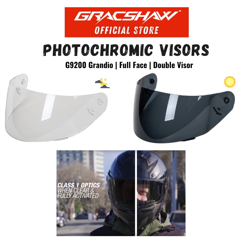 Gracshaw Full Face Helmet Grandio G9200 Build in Photochromic Visor ...