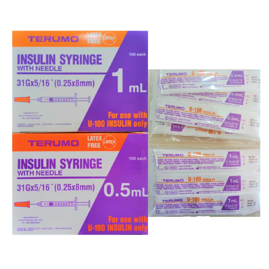 Terumo Insulin Syringe with Non-Detachable Needle (0.5ml 31G 8mm) 100's | Shopee Malaysia