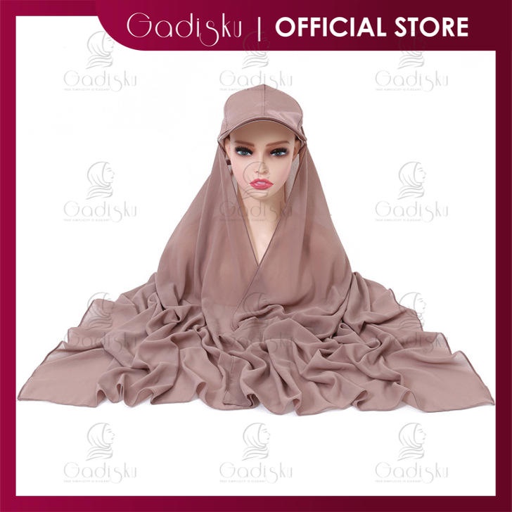 Gadisku Muslim Fashion Hijab Satin Baseball Head Cap Solid Chiffon