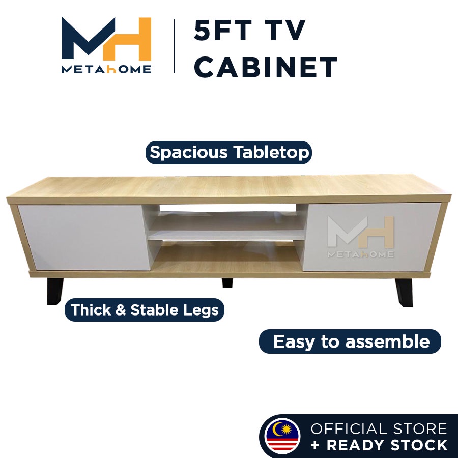 MetaHome 5ft TV Cabinet with Door White /Beech /Maple Color Almari ...
