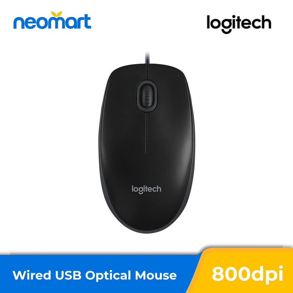 Logitech B100 USB Wired 800dpi Optical Mouse | Shopee Malaysia