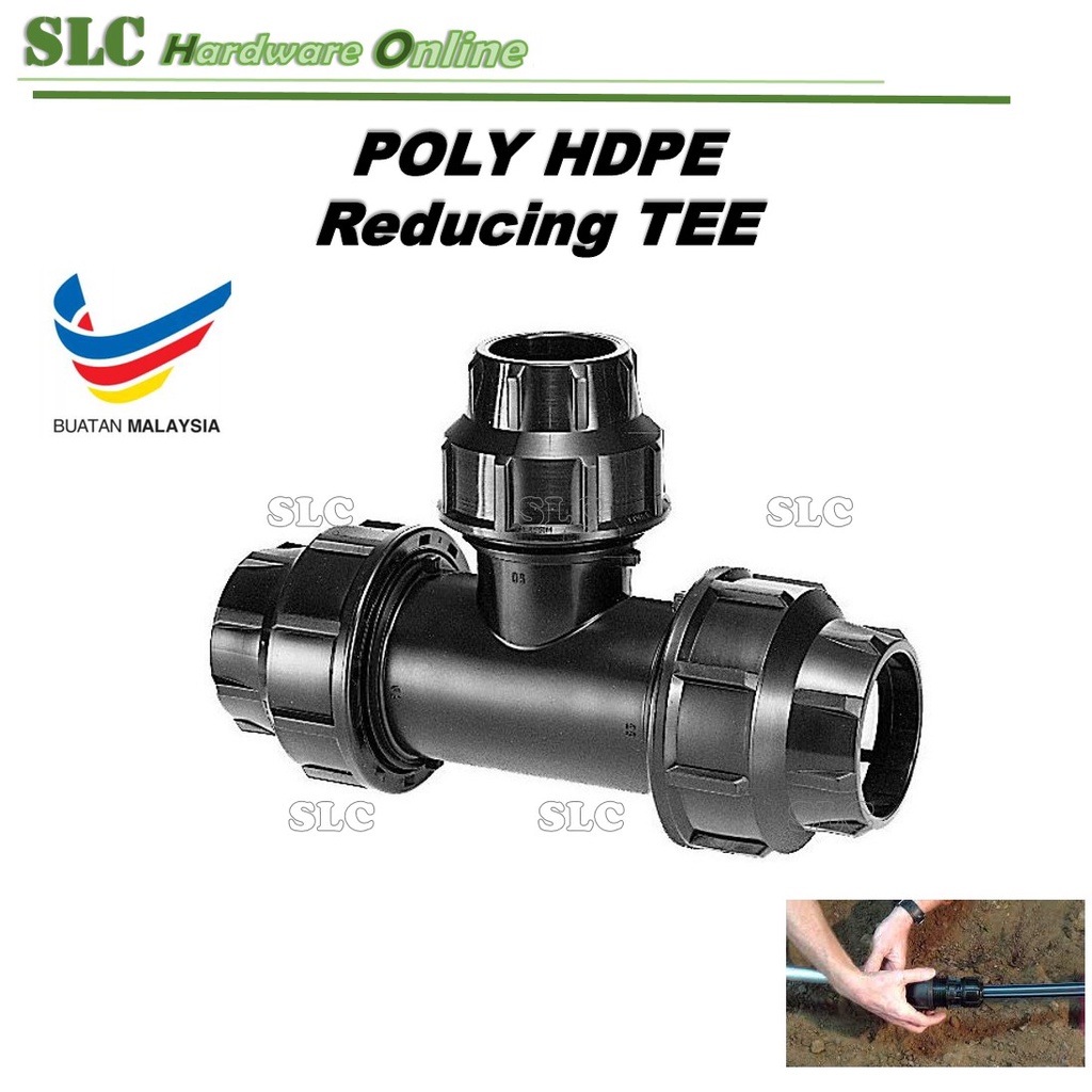 HDPE Poly Pipe Fittings Connector Reducing TEE 63MM x 25MM Penyambung Poli Paip | Shopee Malaysia